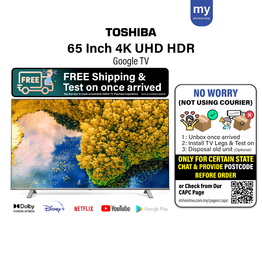 Toshiba 65 Inch 4K UHD HDR Google TV 65C350LP | Shopee Malaysia