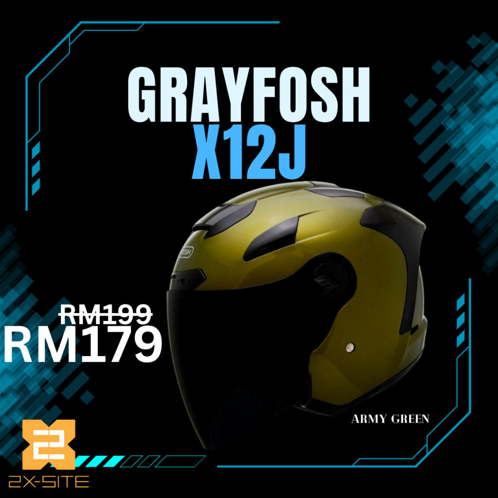 [READY STOCK] GRAYFOSH X12J Helmet Open Face | Shopee Malaysia