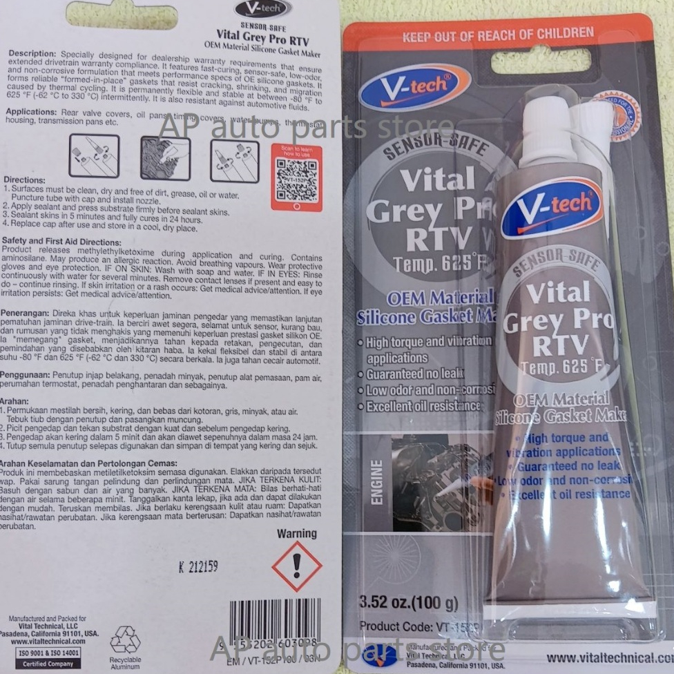V-TECH Vital Grey Pro RTV VT-152P 85G Silicone Gasket Maker | Shopee Malaysia