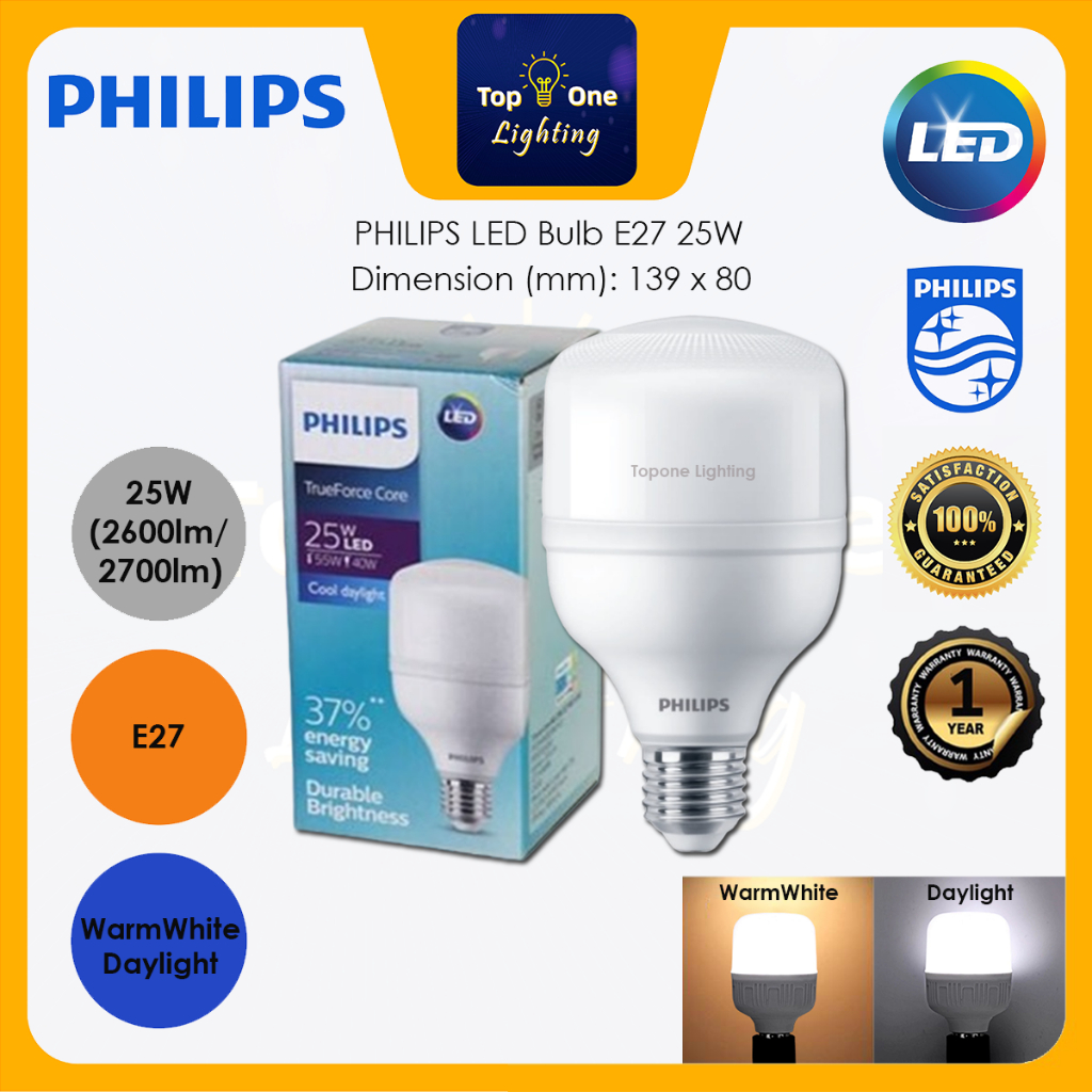 PHILIPS LED Bulb E27 / E40 Tforce Core (25W / 30W / 40W / 50W / 65W / 80W 3000K / 4000K / 6500K ...