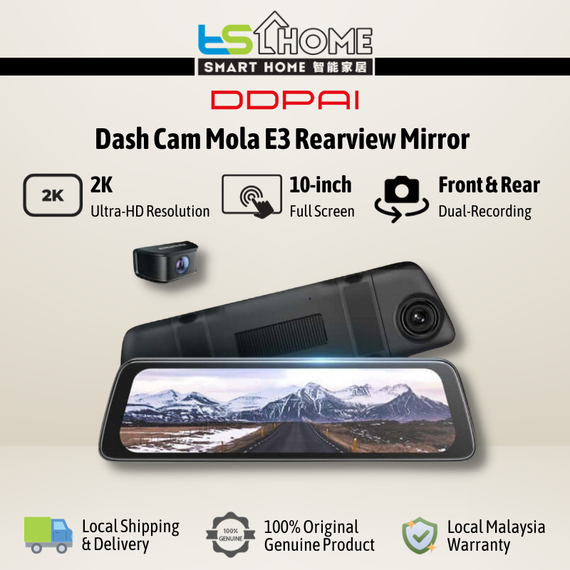 DDPAI E3 Rearview Camera Dash Cam 2K 10" Full Screen Rear view Mirror ...