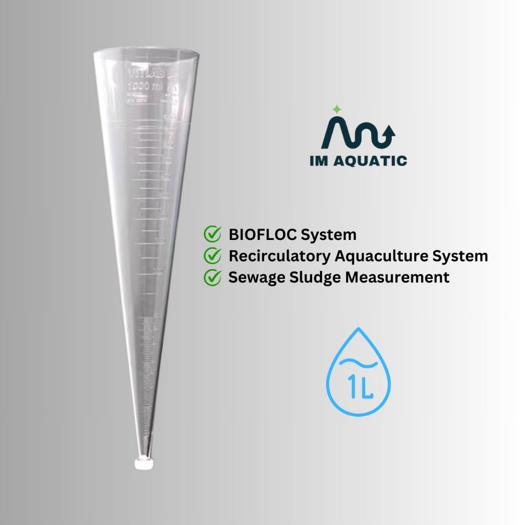 Imhoff sedimentation cone VITLAB 1000 ml Biofloc Ras System Aquaculture Aquaponic Aquarium ...