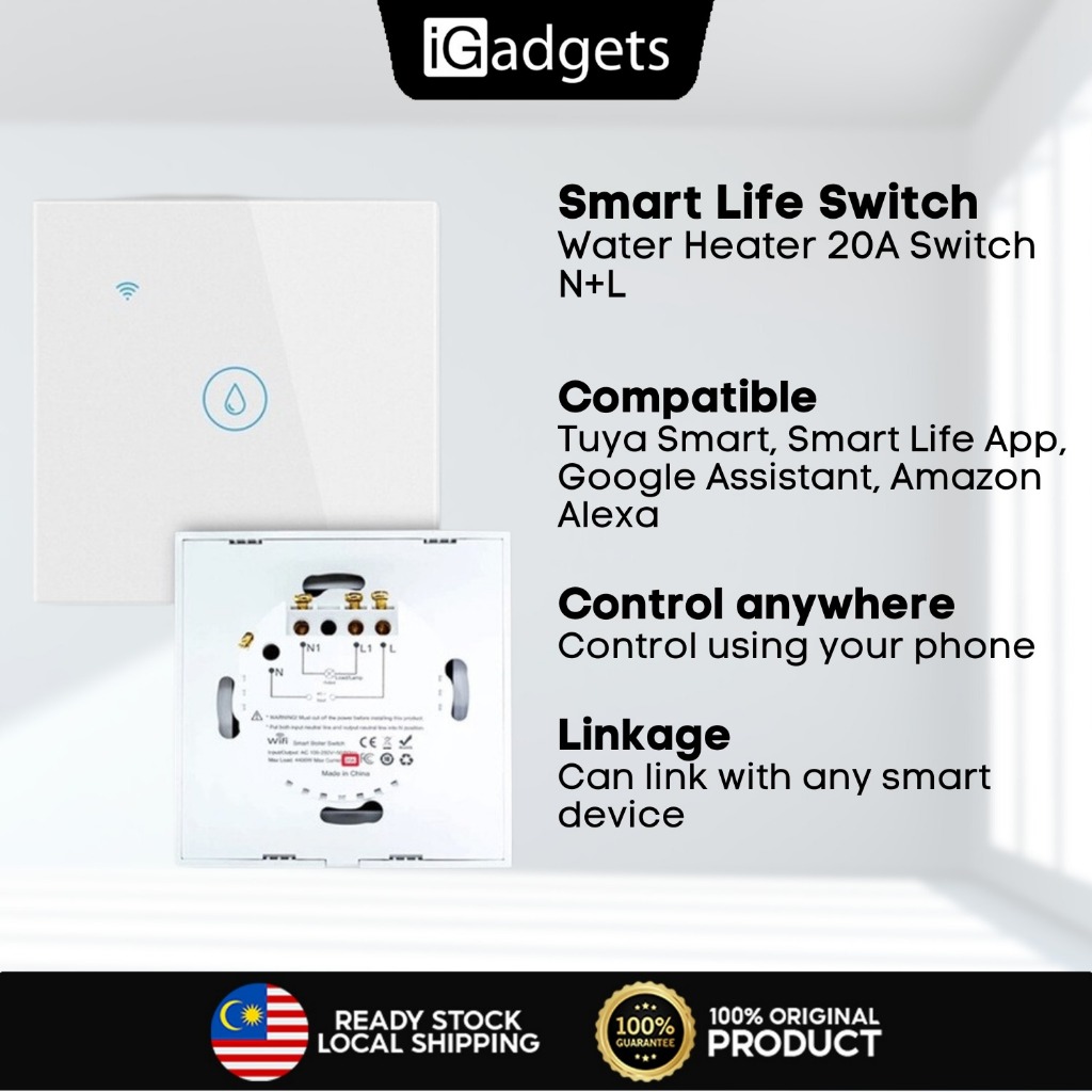 Smart Life Water Heater Air Cond 20A Switch N+L WiFi works with Smart ...