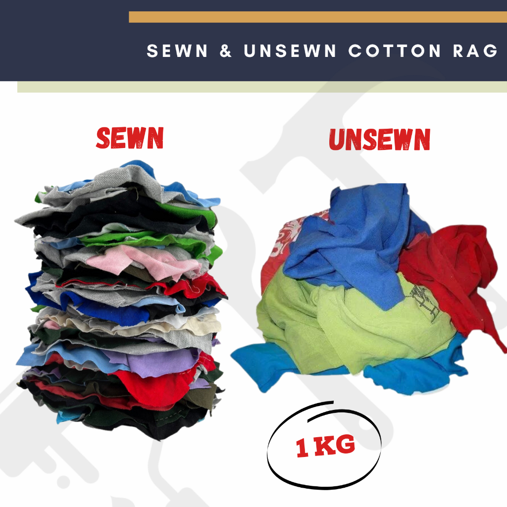 1KG Sewn & Unsewn Cotton Rag | Kain Buruk Jahit | Kain Buruk Tak Jahit ...