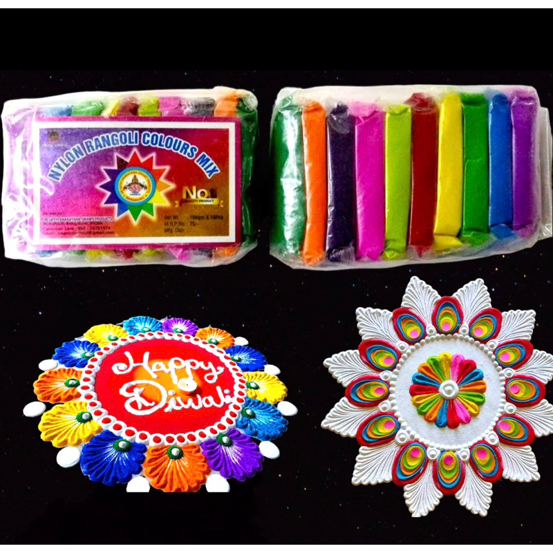 colour rangoli kolam sand/10 colour Rangoli kolam sand powder 1kg /10 ...