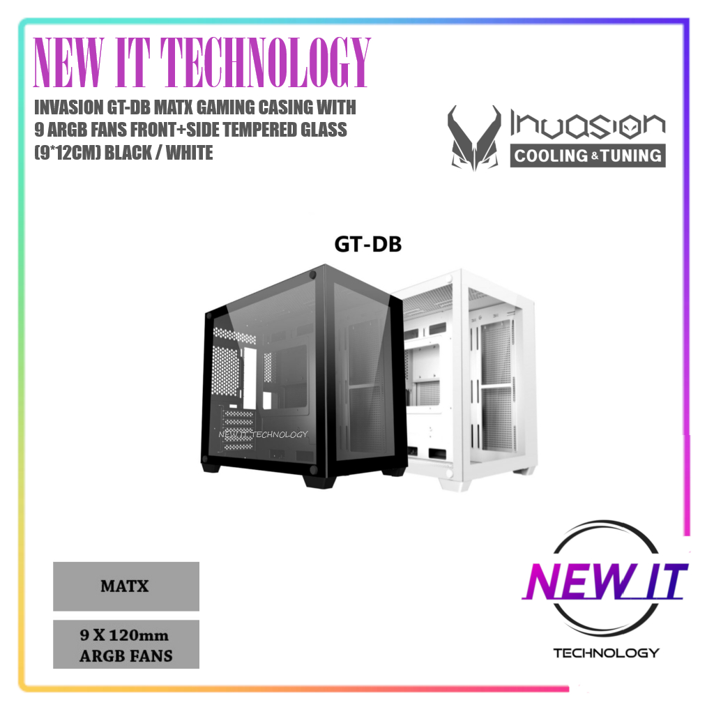 INVASION GT-DB MATX GAMING CASING WITH 9 ARGB FANS FRONT+SIDE TEMPERED ...