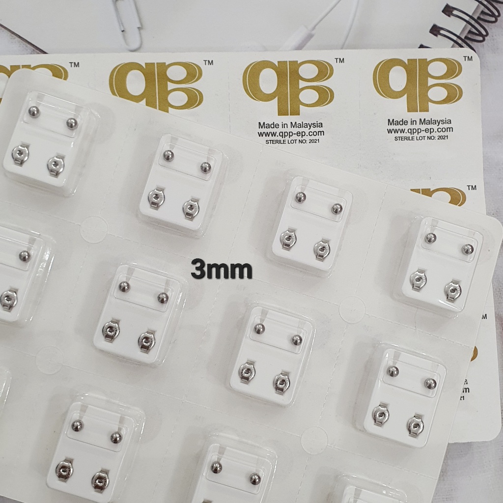 READY STOCK 】( 1 PAIR ) ( 3MM ) ( STAINLESS STEEL ) Subang Tindik QPP ...