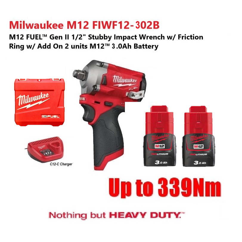 MILWAUKEE M12 FIWF12 Fuel 1/2" Stubby Impact Wrench | Shopee Malaysia