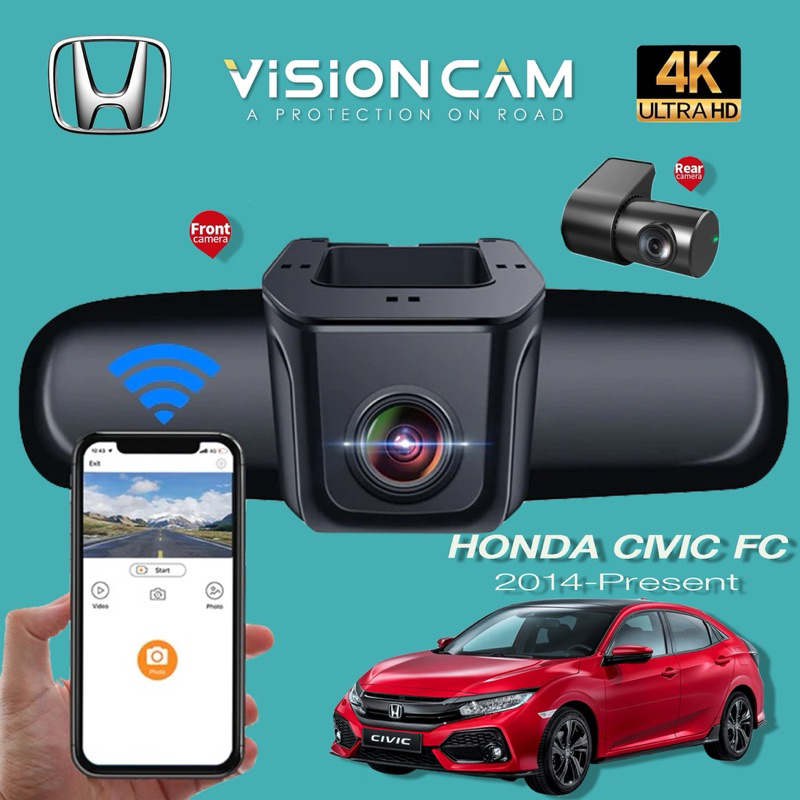 🔥4K UHD Premium Dash Cam🔥Honda Civic 2007-2019 Wifi DashCam Civic FB FC ...
