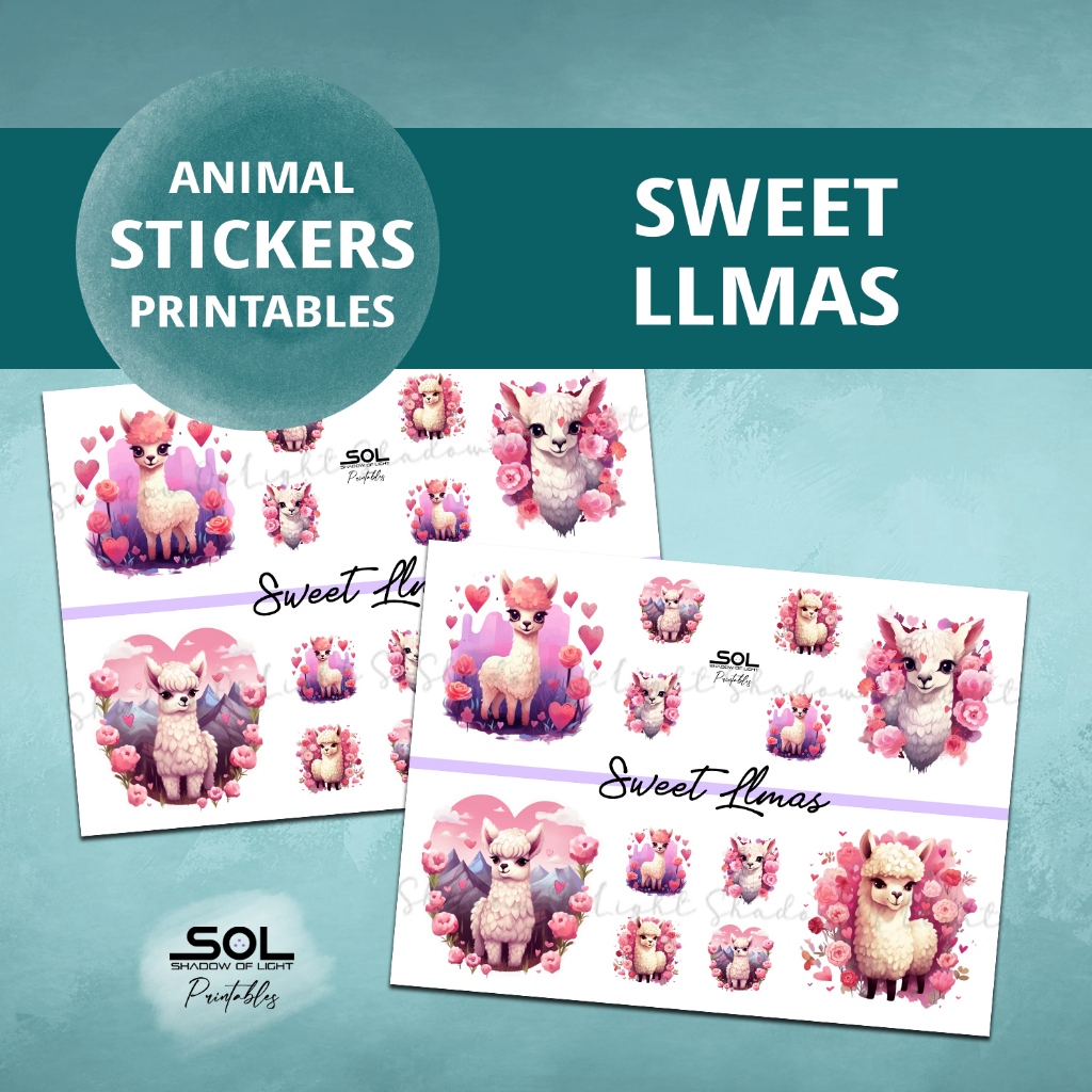 Sweet Llmas Stickers | Printable Watercolor Washi Stickers | PDF file ...