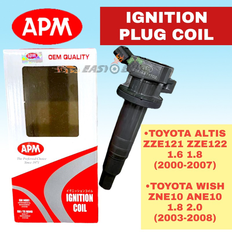 APM IGNITION PLUG COIL - TOYOTA ALTIS 1.6 1.8 ZZE121 ZZE122 (2001-2009 ...
