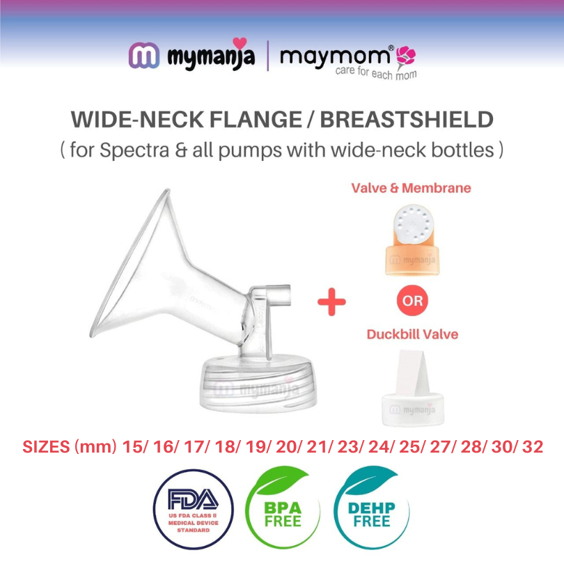 MAYMOM Wideneck Breastshield 15 to 32mm Flange with Valve for Spectra ...