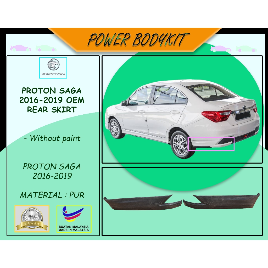 READY STOCK Proton Saga VVT 2016-2018 OEM Rear Skirt 2016 2017 2018 ...