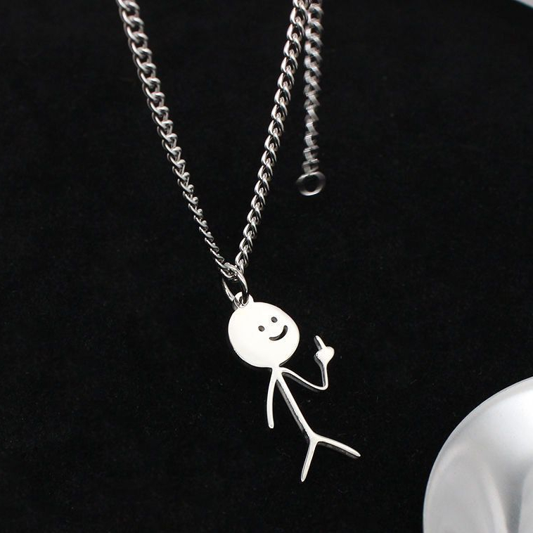 Hip Hop Fxck You Doodle Necklace For Man Woman Titanium Steel Middle ...