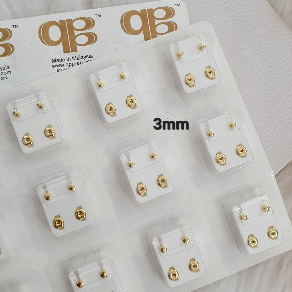 READY STOCK 】( 1 PAIR ) ( 3MM ) ( GOLD PLATED ) QPP Ear Piercing ...