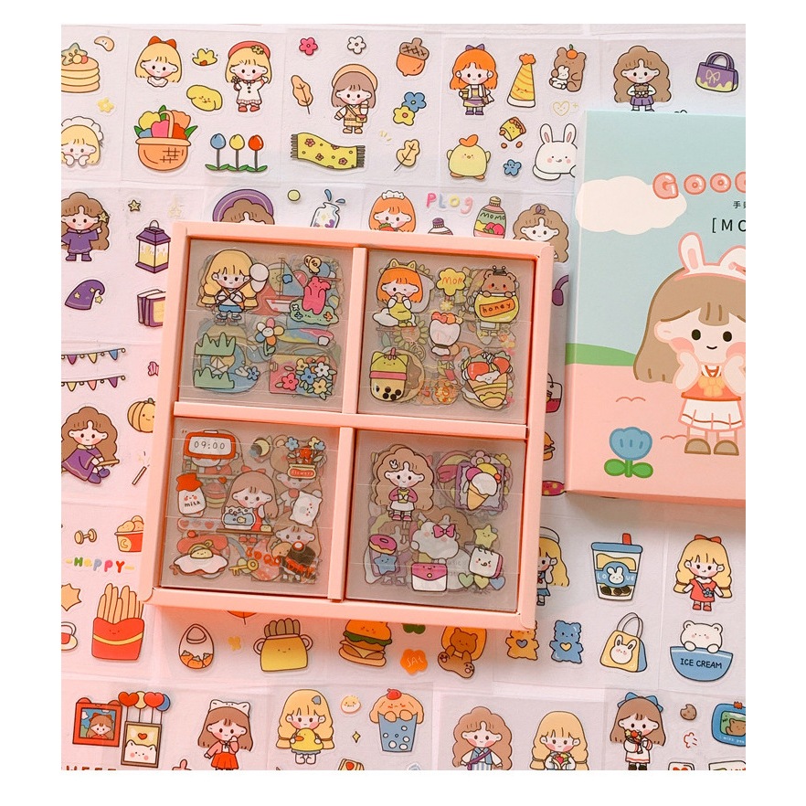 ASOTV® Cute Stickers Girl Animal Space Gift Box Waterproof Decorative ...