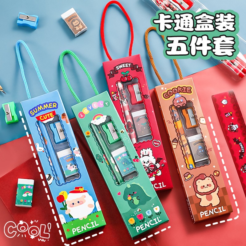 Ready Stock 5 in 1 Stationery Pencil Set Student Kid Children Pensel ...