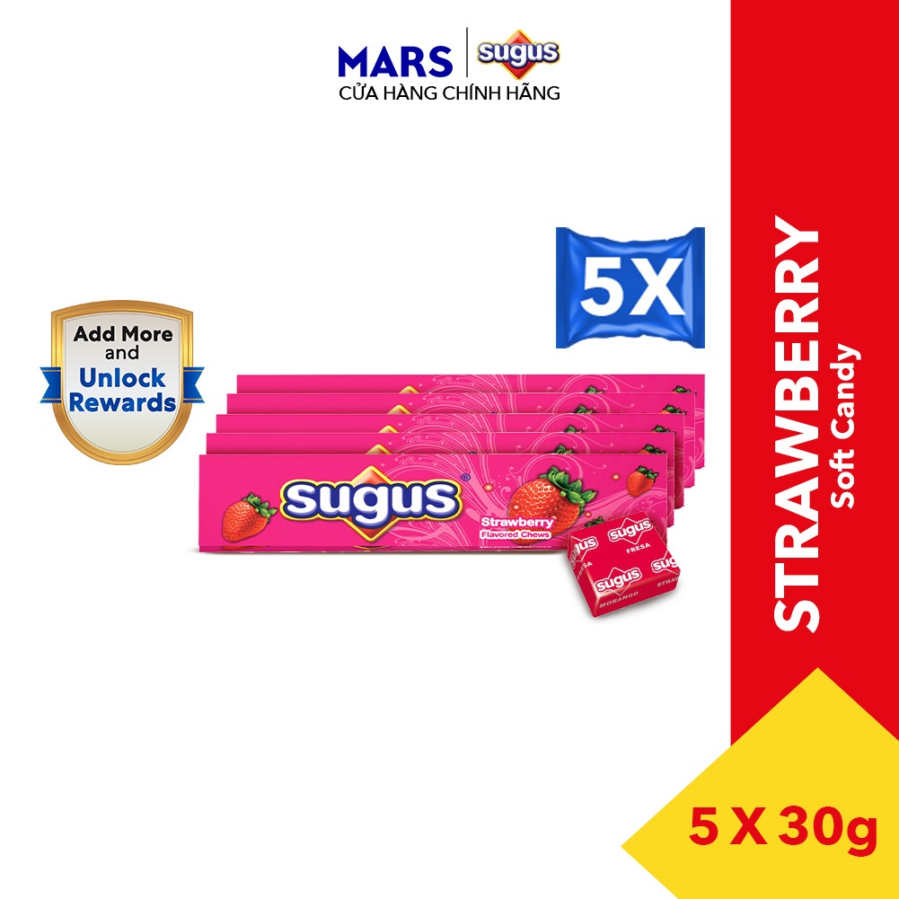[Bundle of 5] Sugus Strawberry Bundle 30g x 5 Chewy Candy / Fruity ...