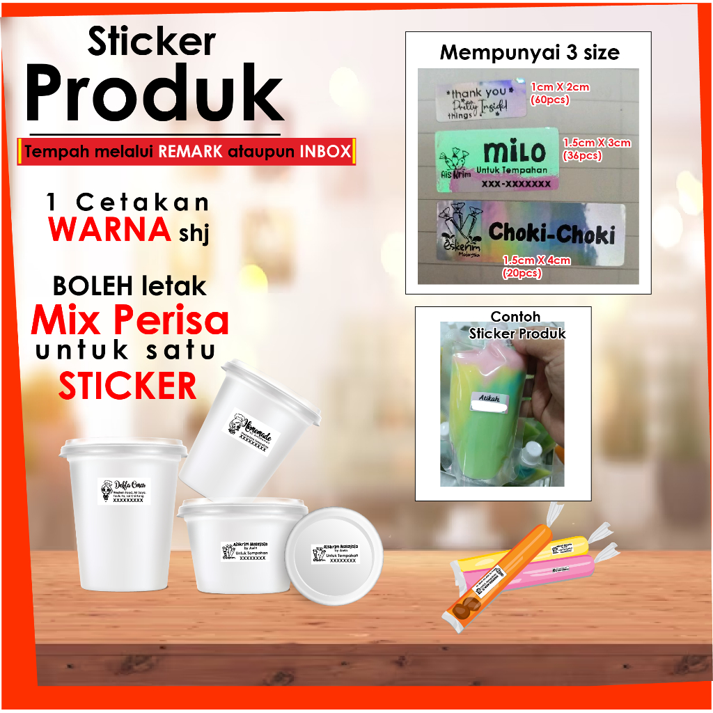 Sticker icecream Dadih Jelly kelapa Kalis Air Waterproof cookies Steker ...