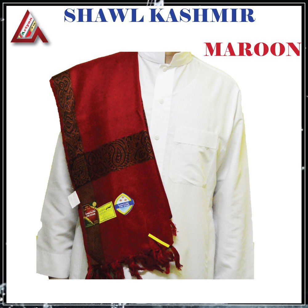 RIDA RIDAK KASHMIR KASHMIRI PURE SHAWL Scarves Selendang WARNA MAROON ...