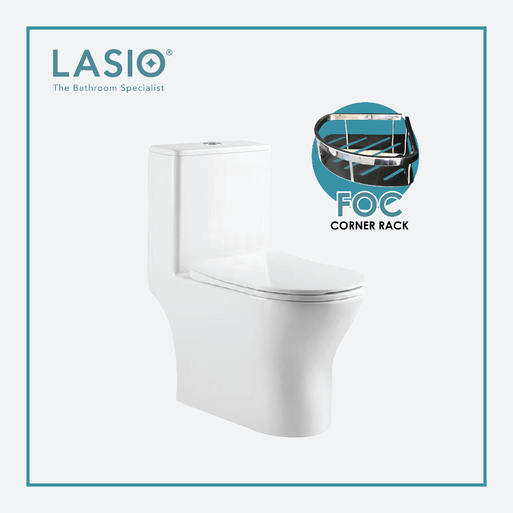 LASIO One Piece Rimless Water Closet WC Toilet Bowl Compact LUX 815 S/P ...