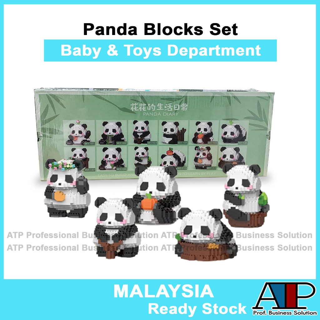 Toy🪅 Cute Panda Blocks Toys Assemble 12in1 Diy Kawaii Gift Set Panda ...
