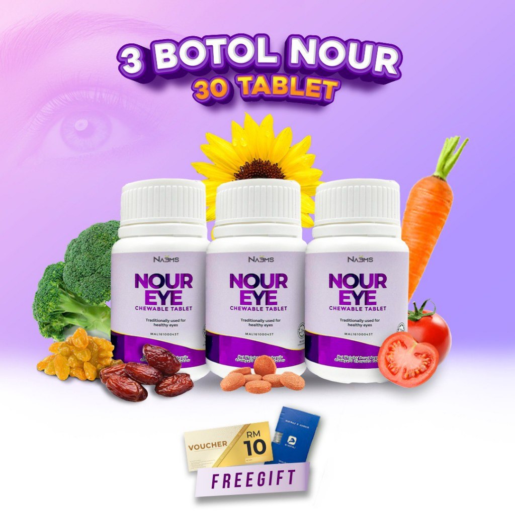 NOUR EYE SET 3 BOTOL ORIGINAL HQ / SUPPLEMENT RABUN, SILAU, BERAIR, EYE ...