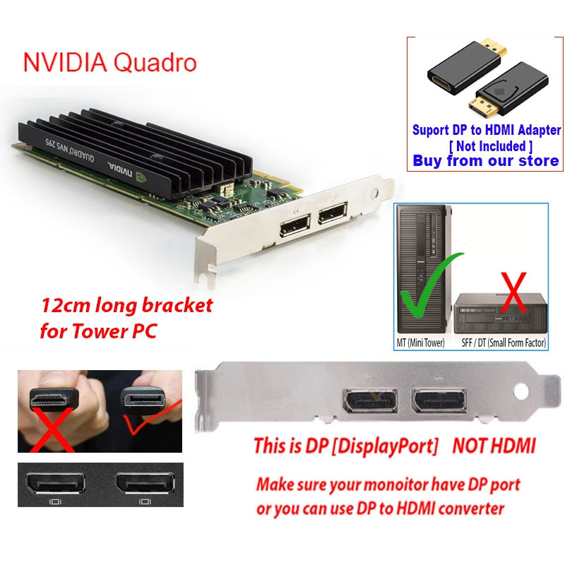 Original NVIDIA NVS 295 256MB DDR3 64bit 12CM Dual DP Display port PCIE ...