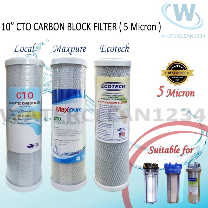 10 Inch MAXPURE/LOCAL/ECOTECH CTO CARBON BLOCK FILTER (5 Micron ...