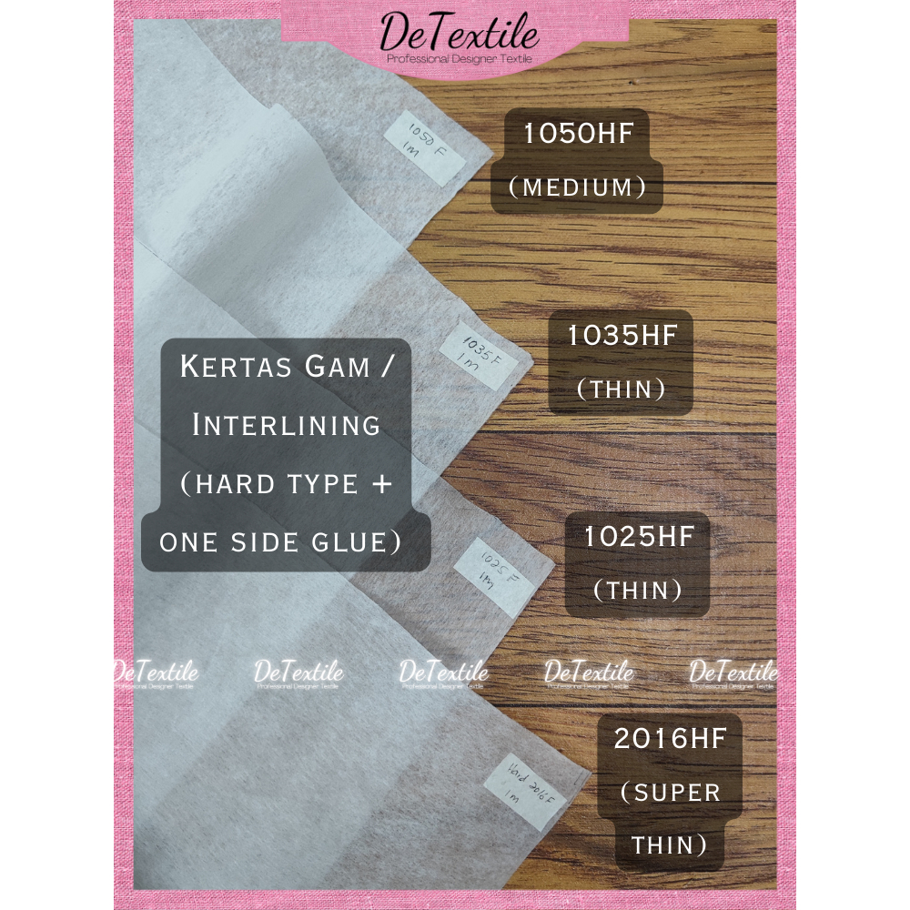 DeTextile Kertas Gam Kain Gam Lapik Kolar Non Woven Interlining Paper ...