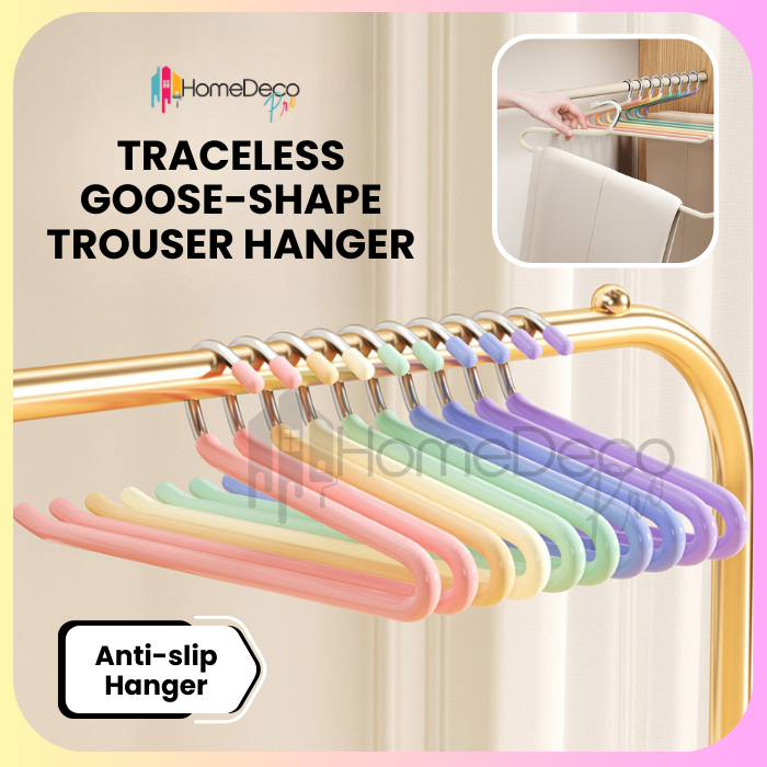 Anti-slip Goose Shaped Trouser Hanger Rubber Shielded Steel Hanger ...