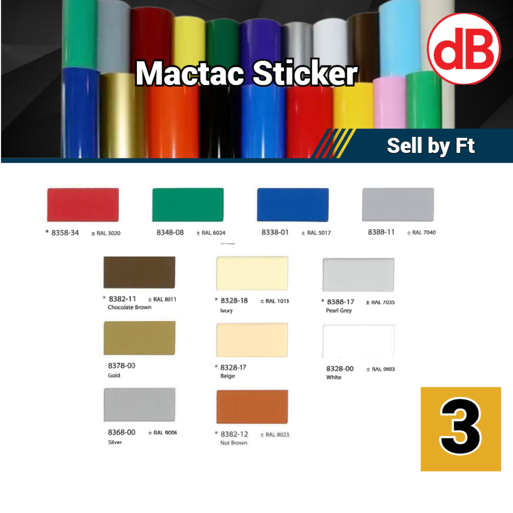 (Ready Stock 3) Mactac Sticker 8300 Colour Vinyl Series ( 1ft run = 1ft ...