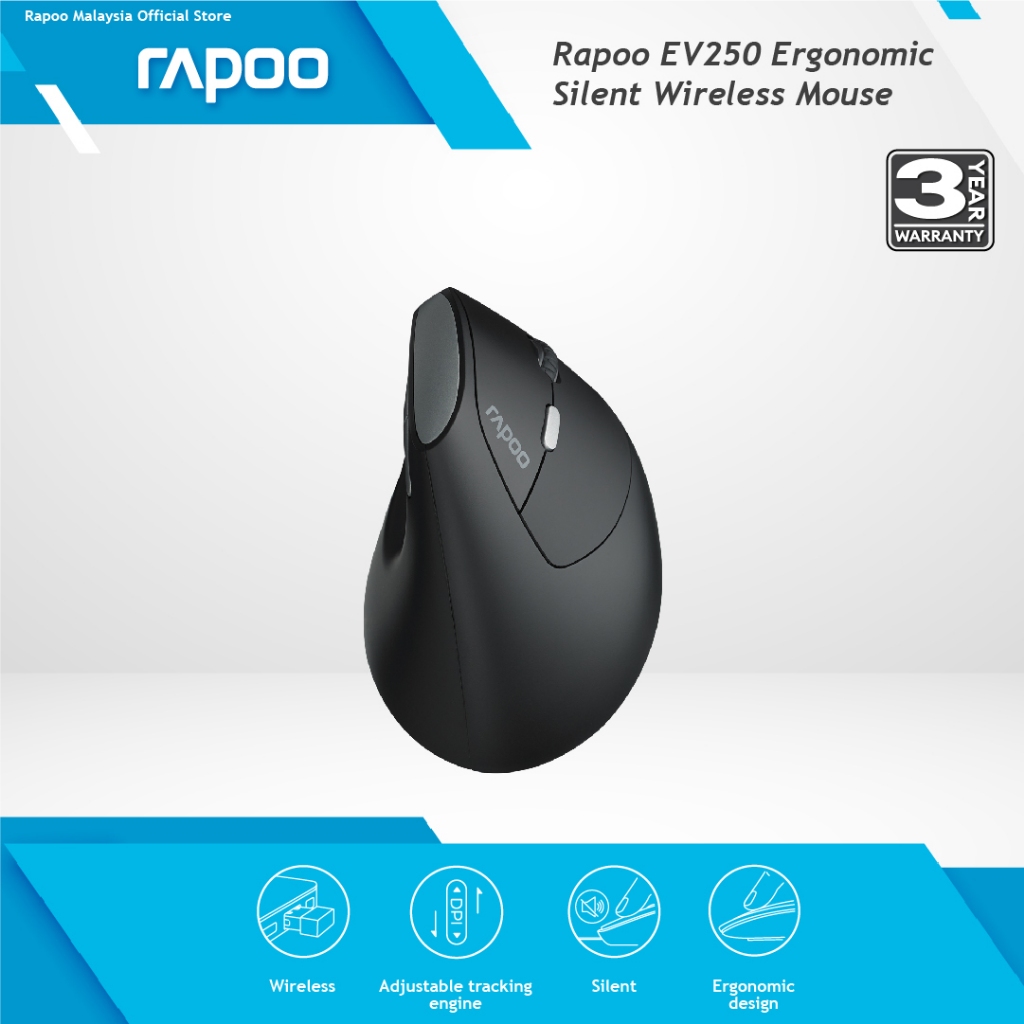 Rapoo EV250 Ergonomic Vertical Wireless Mouse 6 Buttons 1600 DPI ...