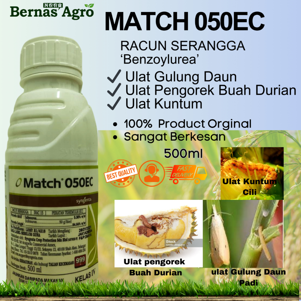 Syngenta Match® 050EC Racun Ulat Pengorek Buah Dan Batang Durian Racun Ulat Gulung Daun Padi ...