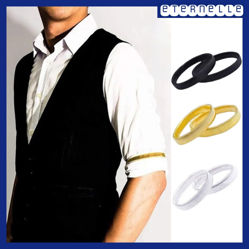 Unisex Anti-slip Metal Sleeve Garters Mens Armband Arm Band Shirt ...