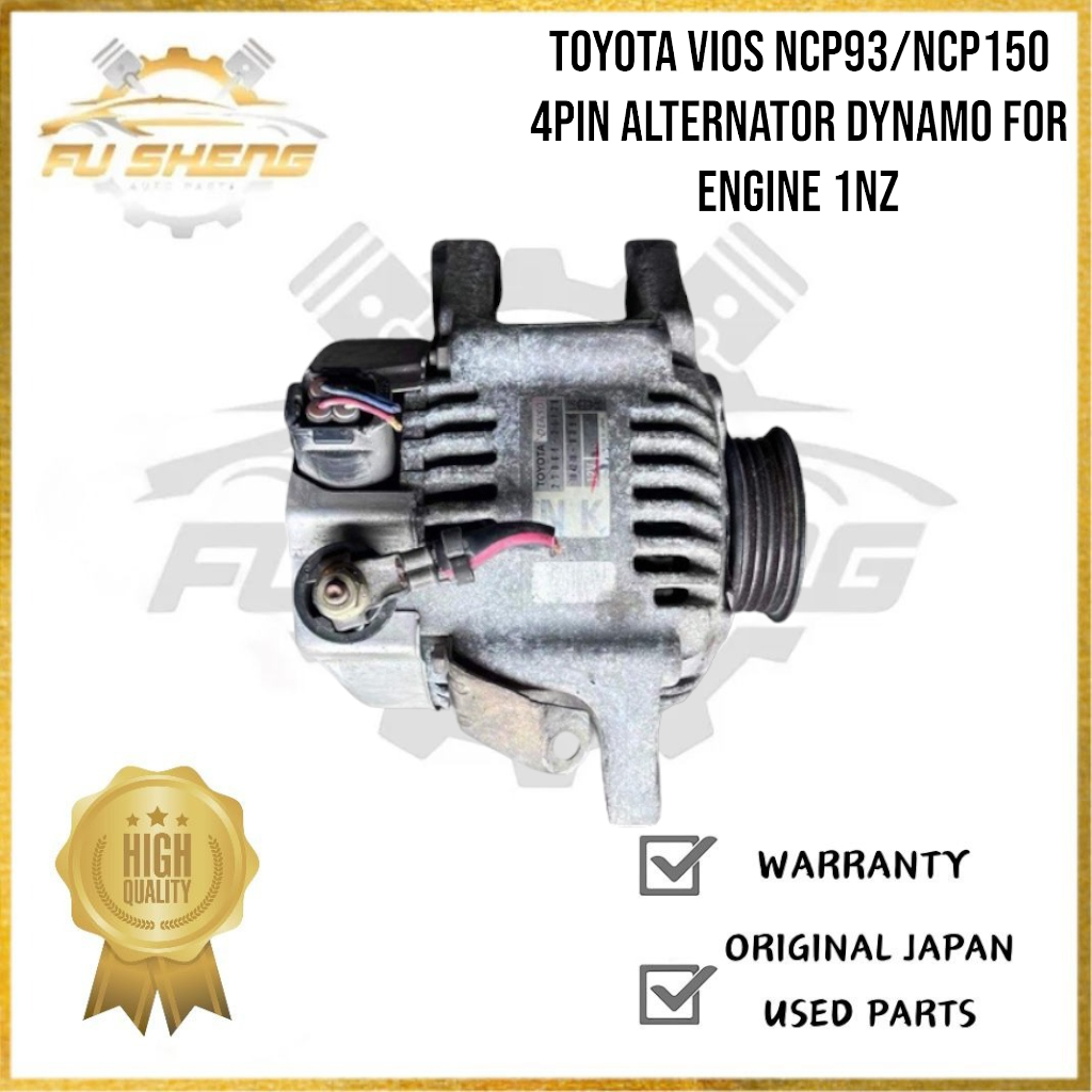 Toyota Vios Ncp93/Ncp150 4PIN Alternator Dynamo For Engine 1NZ | Shopee ...