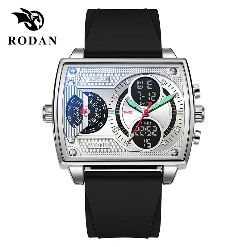 JAM TANGAN PERSEGI TREND FESYEN UNISEX TIGA PERGERAKAN BAHARU RODAN ...