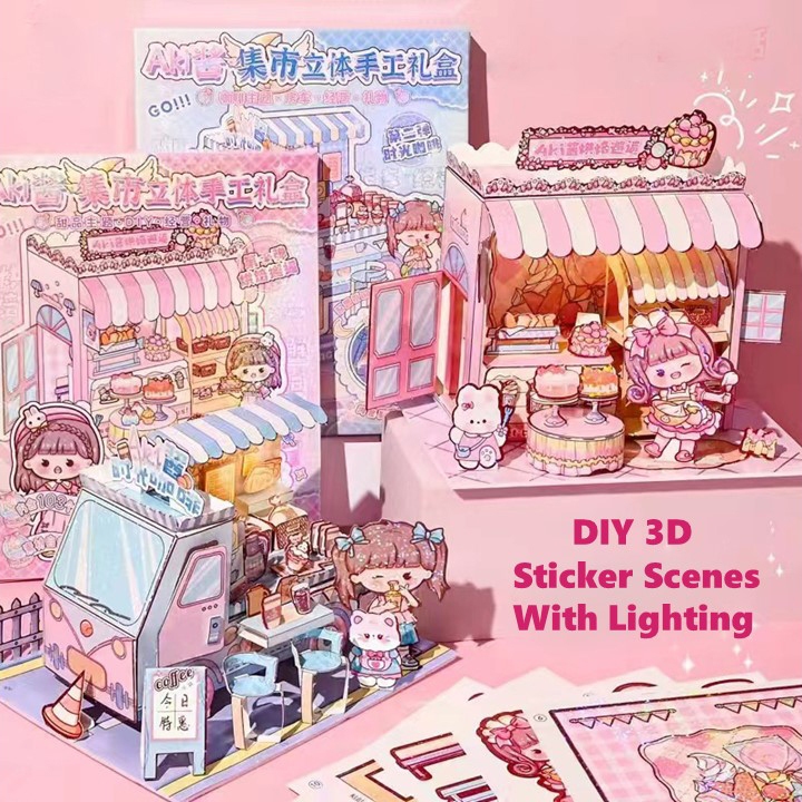 DIY 3D Sticker Scenes With Lighting Art & Craft For Kids Stiker Budak ...