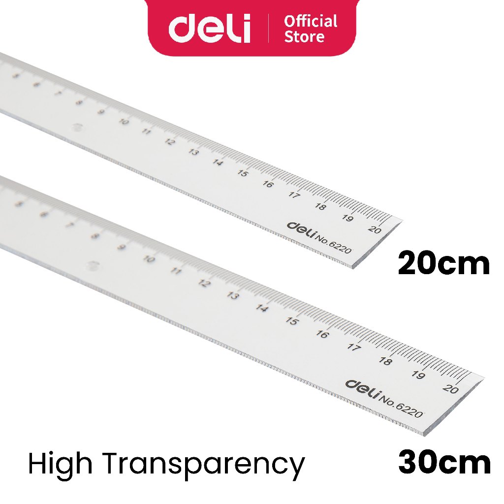 Deli Ruler Transparent Metric Graduation PS Material (20cm/30cm) E6220 ...