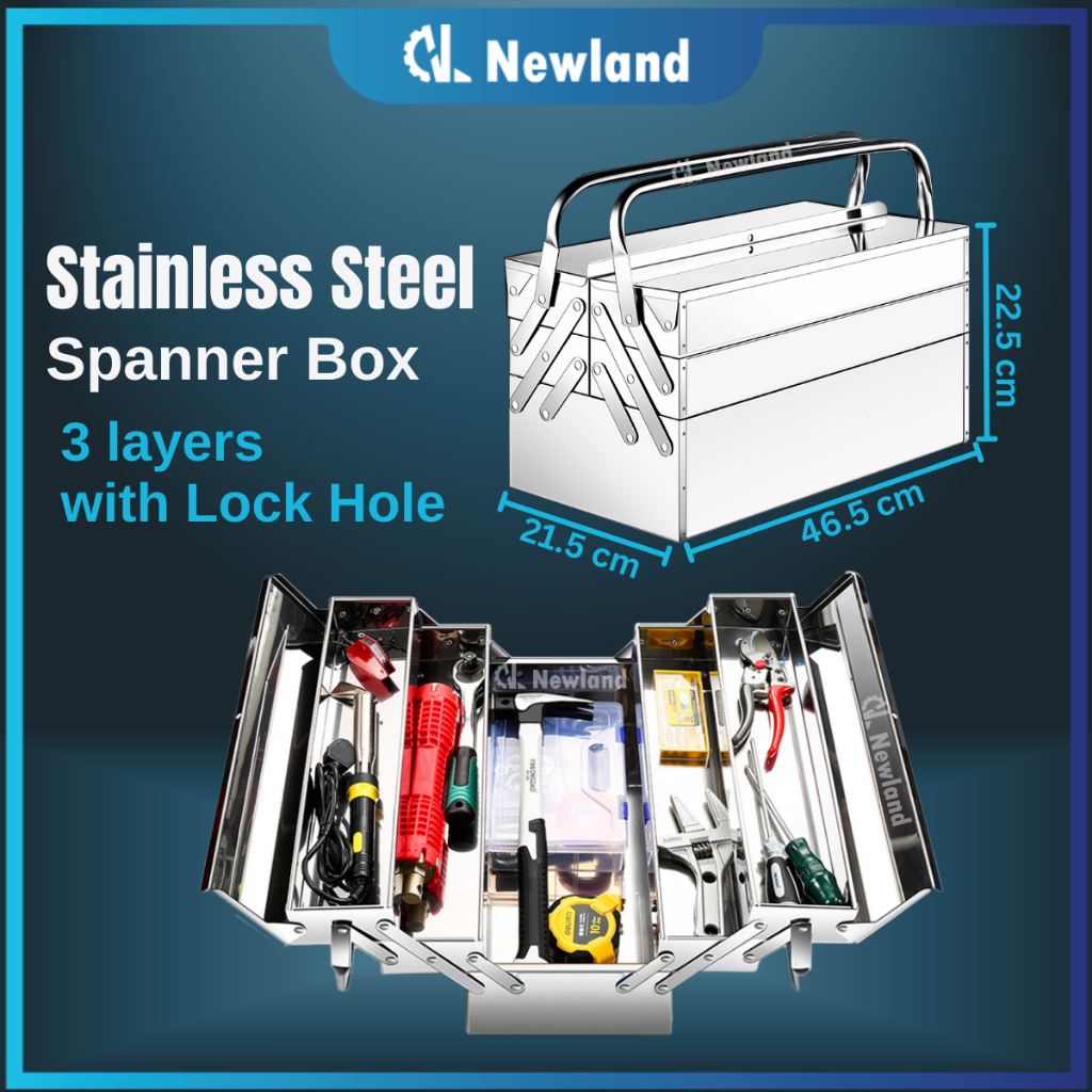 Tool Box Heavy Duty (Stainless Steel) Tool Box 3 Layer / Tong Spanar ...