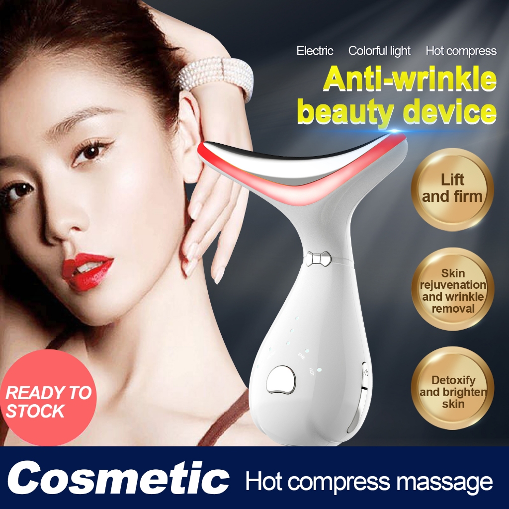 Neck Face Beauty Device 4 Colorful Lights Photon Therapy Skin Tighten ...
