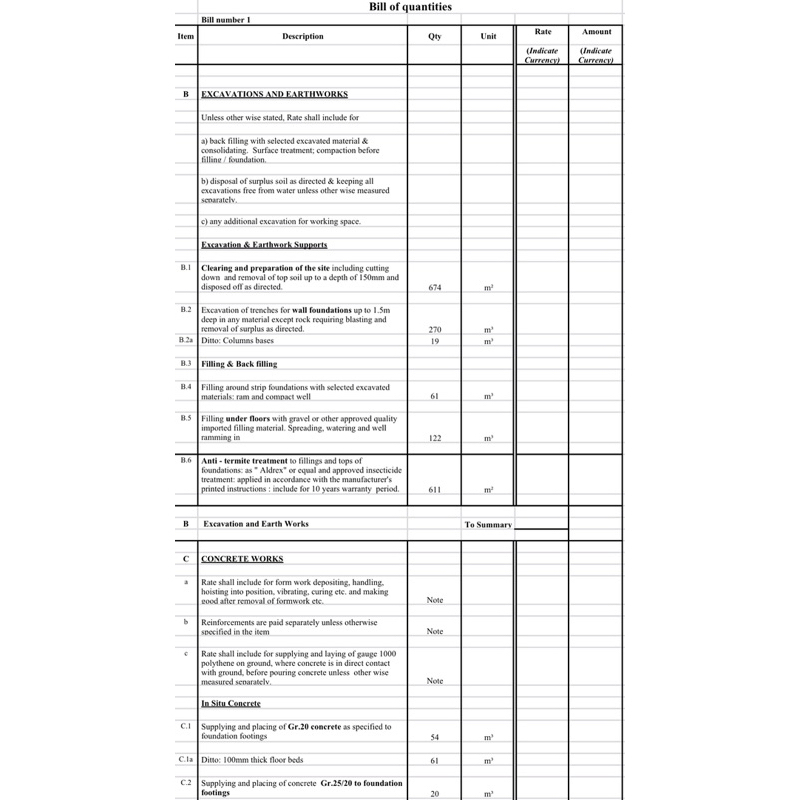 Bill of Quantities (BQ)Spreadsheet for Construction & Civil Works | Shopee Malaysia