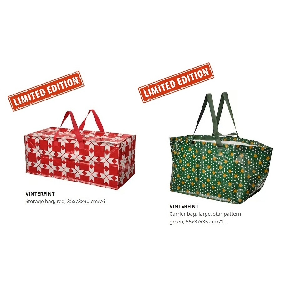 IKEA VINTERFINT Carrier Bag Shopping Beg | Reusable | Recycle | Large ...