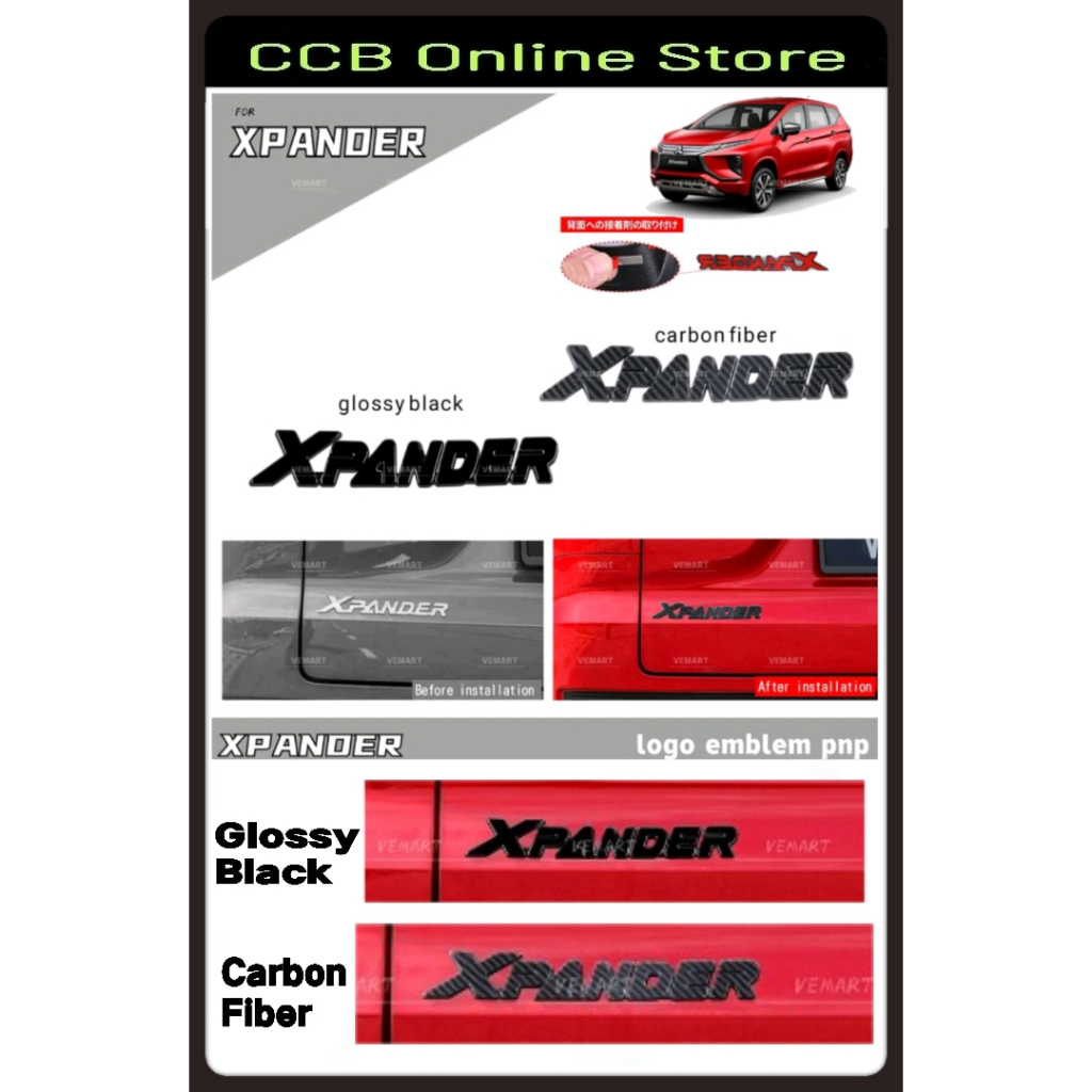 Mitsubishi Xpander Car Logo Emblem Accessories - Glossy Black / Carbon ...
