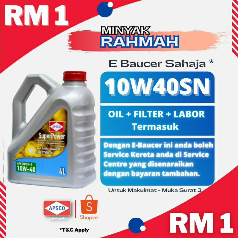 MINYAK SERVIS RAHMAH -Apsco/Mobil Semi Synthetic Oil Servis Voucher RM ...