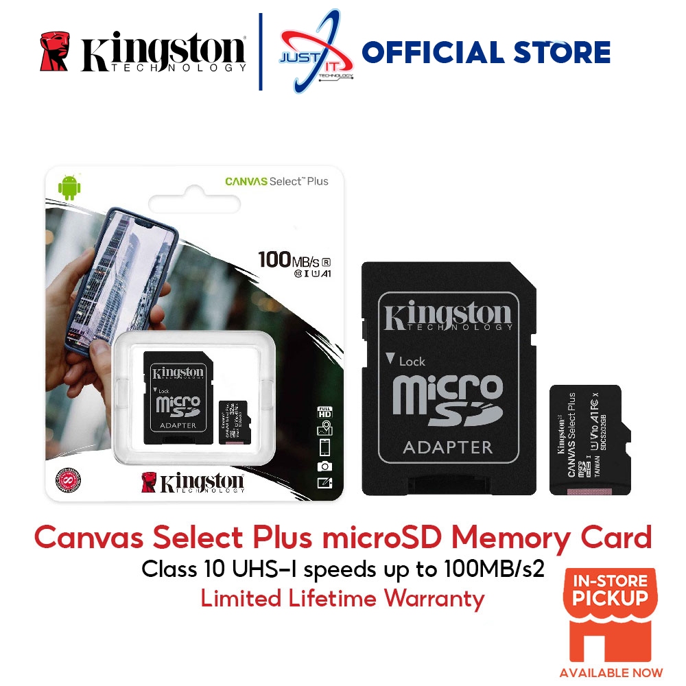Kingston Canvas Select Plus 100R Micro SD (SDCS2) Class 10 Memory Card MB100/S ( 32GB / 64GB ...