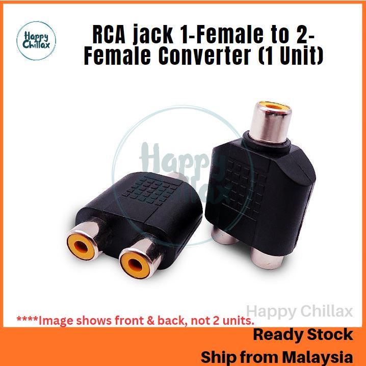 RCA jack 1-Female to 2-Female Cable AV Audio Video Adapter Converter (1 ...