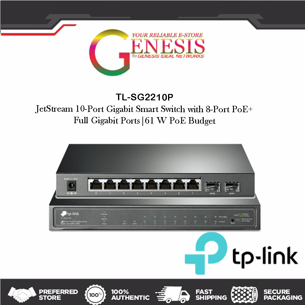 TP-LINK TL-SG2210P JetStream 10-Port Gigabit Smart Switch with 8-Port ...