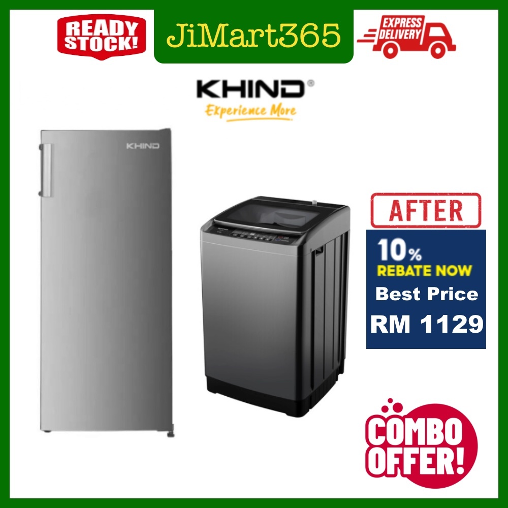 [Combo] Khind Single Door Refrigerator (157L) RF165 + 8KG Fully Auto ...