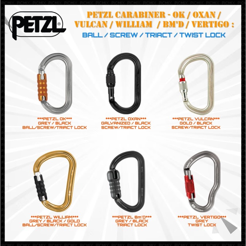 PETZL OK OXAN WILLIAM Vertigo Carabiner MINO Three Different Locking ...